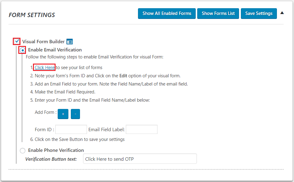 OTP Verification For Visual Form Builder - Plugins - miniOrange