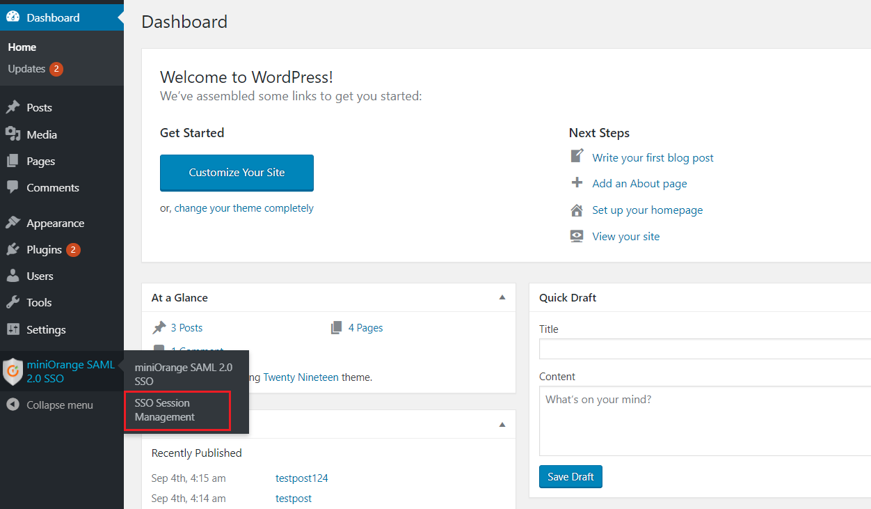 User Single Sign-ON (SSO) Session Management